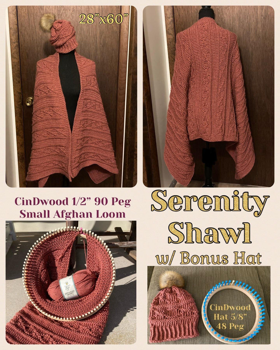 1/2" 90 Peg Tan Loom+ePattern Bundle (Serenity Shawl & Precious Gems B ...